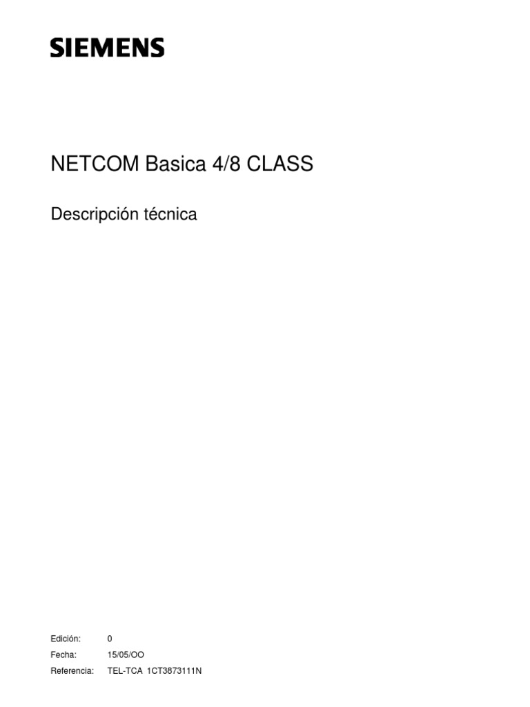Descripción Técnica Sistema Netcom Básica 4 - 8 CLASS | PDF | Teléfono ...