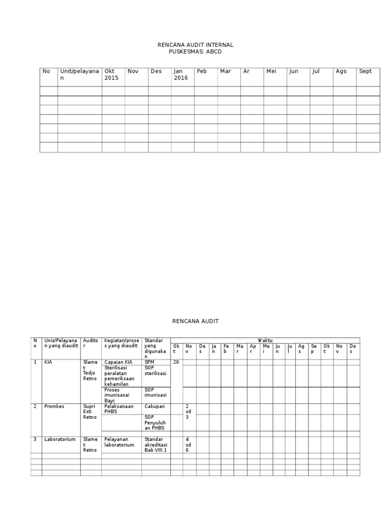 Rencana Audit Internal | PDF