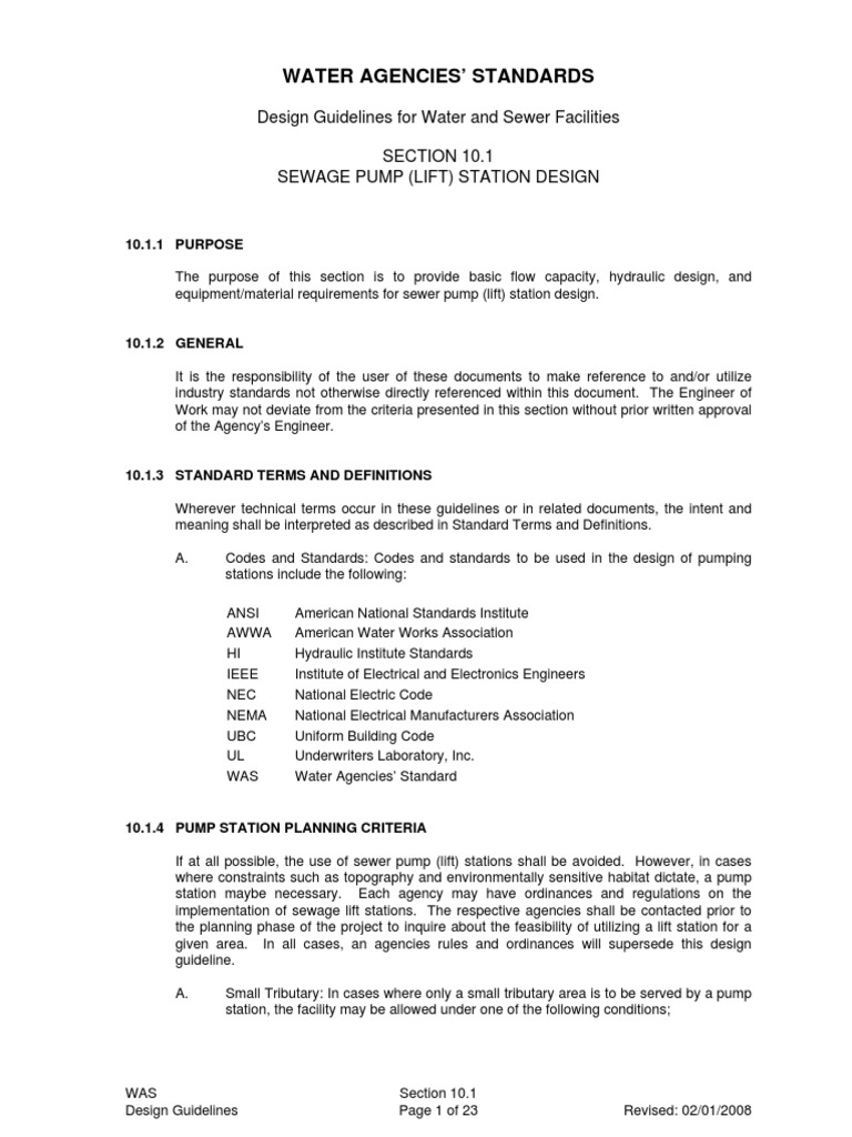 Design Guidelines For Water and Sewer | PDF | Pump | Pumping Station