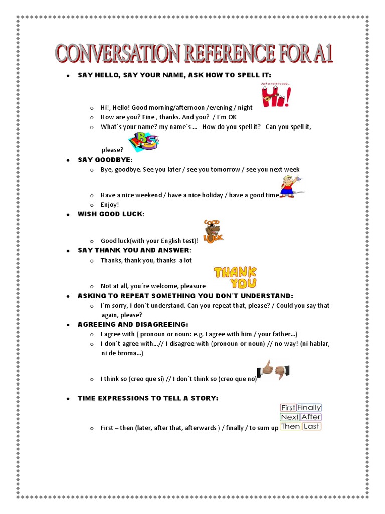 Conversation Reference A1 | PDF | Lunch | Grammar