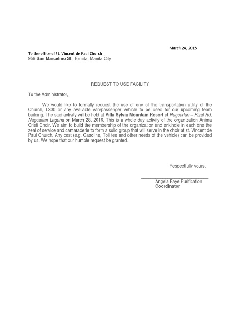 Letter of Request For Summer Outing | PDF | Land Vehicles | Services ...