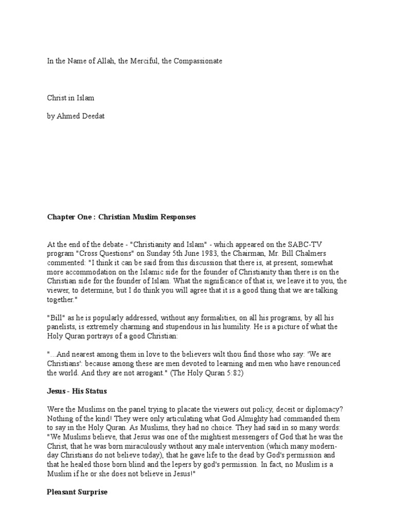 Chapter One Christian Muslim Responses Pdf Prophets And Messengers