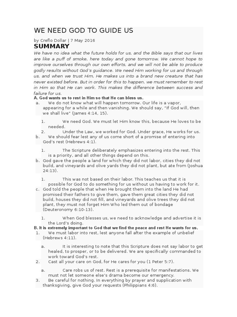 We Need God To Guide Us | PDF | Prayer | Religious Texts