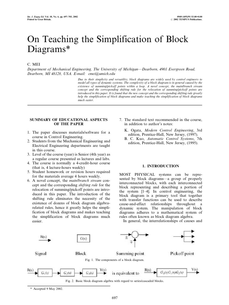 Block Diagram Reduction | PDF | Teaching Mathematics | Applied Mathematics