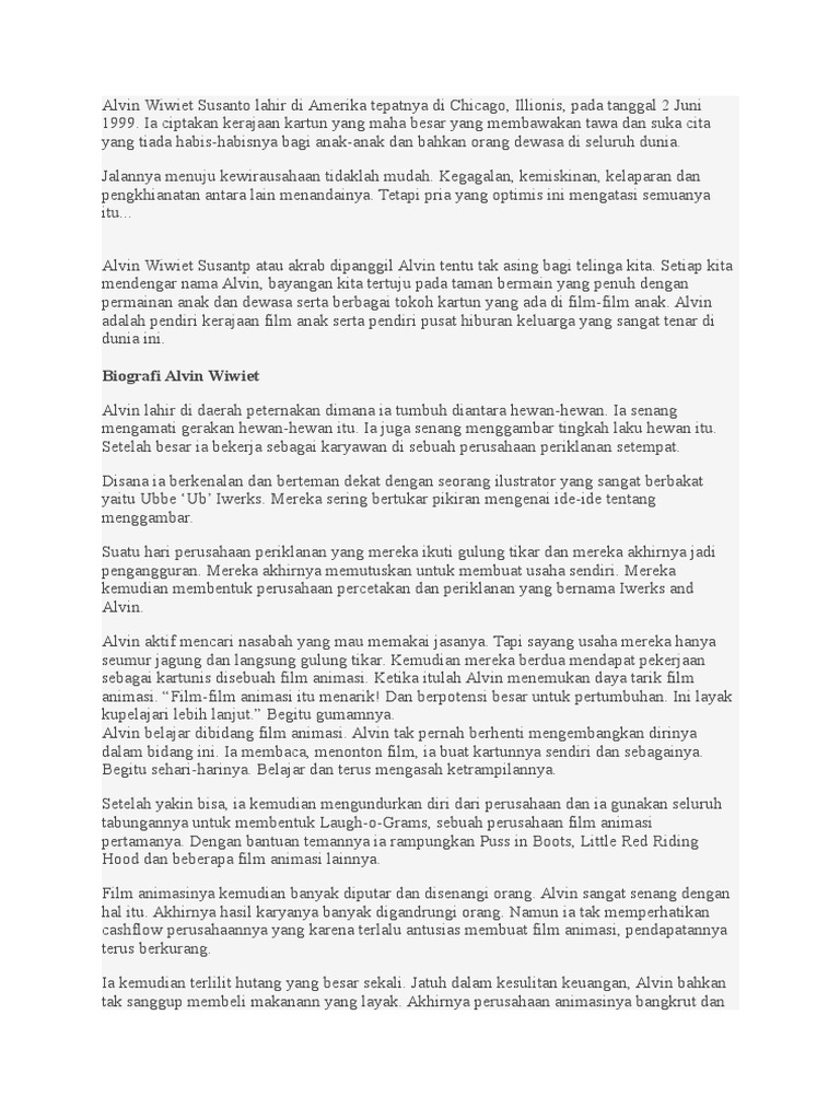 Alvin Wiwiet Susanto Lahir Di Amerika Tepatnya Di Chicago | PDF