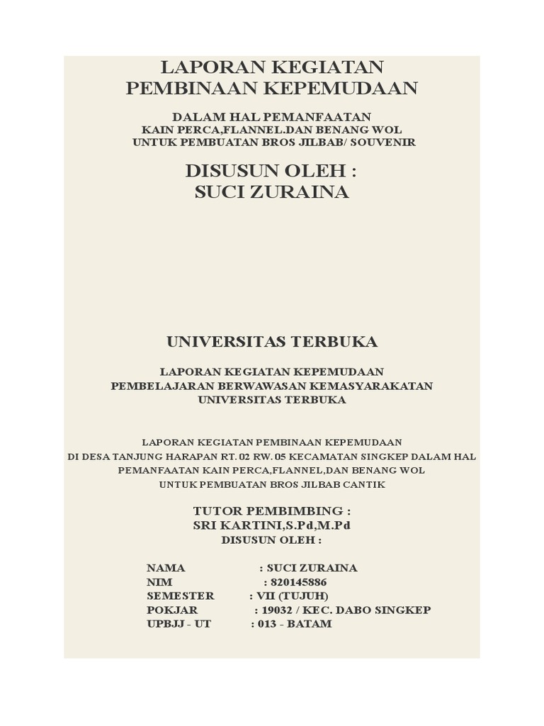 Laporan Kegiatan Kepemudaan | PDF | Karier & Perkembangan