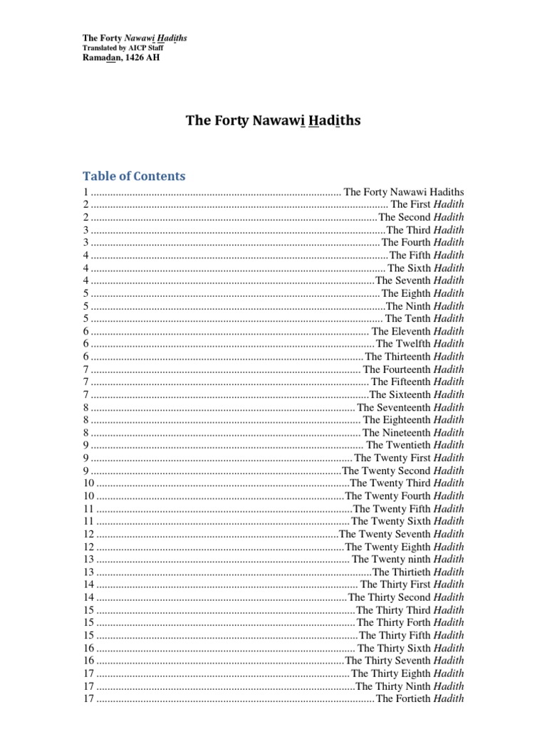 The Forty Nawawi Hadith | PDF | Muhammad | God In Islam