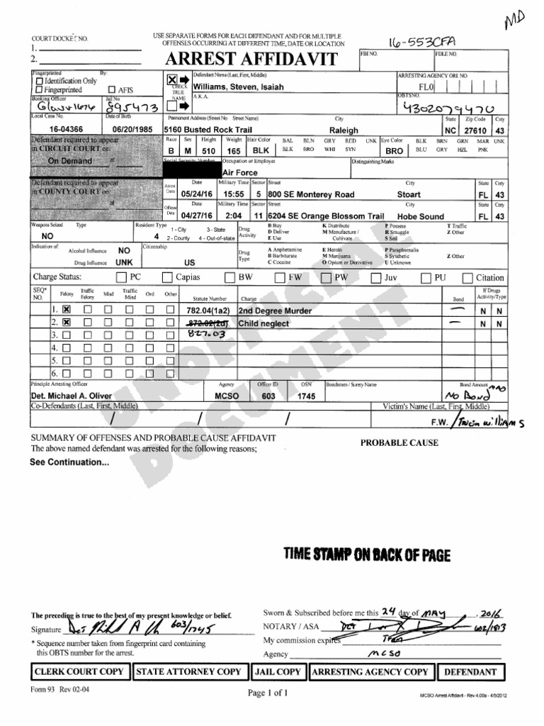 Steven Williams Arrest Report | PDF