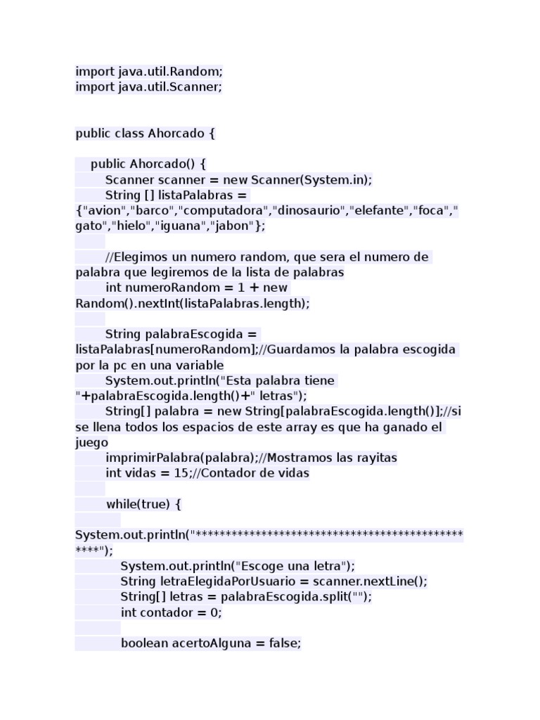 Juego Ahorcado Codigo | PDF | Informática