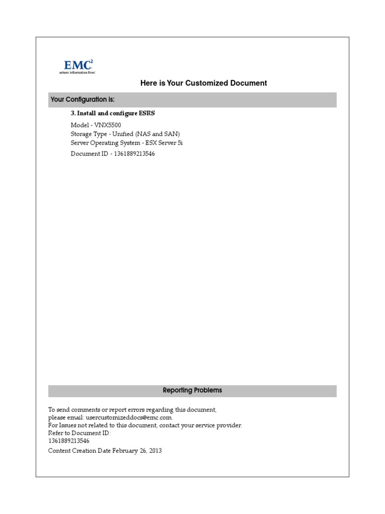 Install and Configure ESRS VNX 5500 PDF | PDF | Port (Computer Networking) | Proxy Server