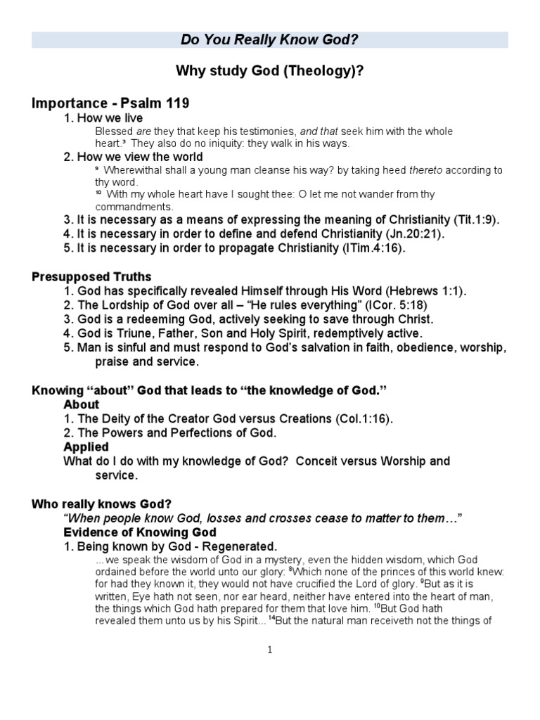 Do You Really Know God-Wk1 | PDF | God | Epistle To The Romans