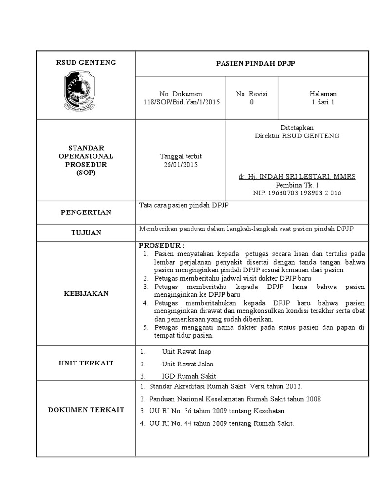 Sop Pindah DPJP | PDF