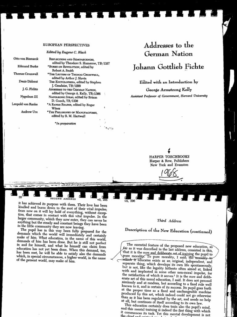 Fichte - Addresses To The German Nation | PDF
