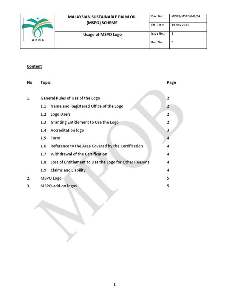 Usage of MSPO Logo | PDF | Virtue | Common Law