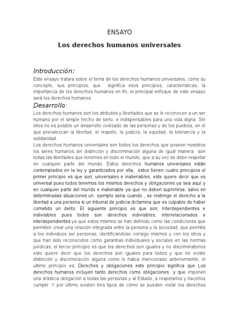 Ensayo sobre los derechos humanos universales | PDF | Derechos humanos ...