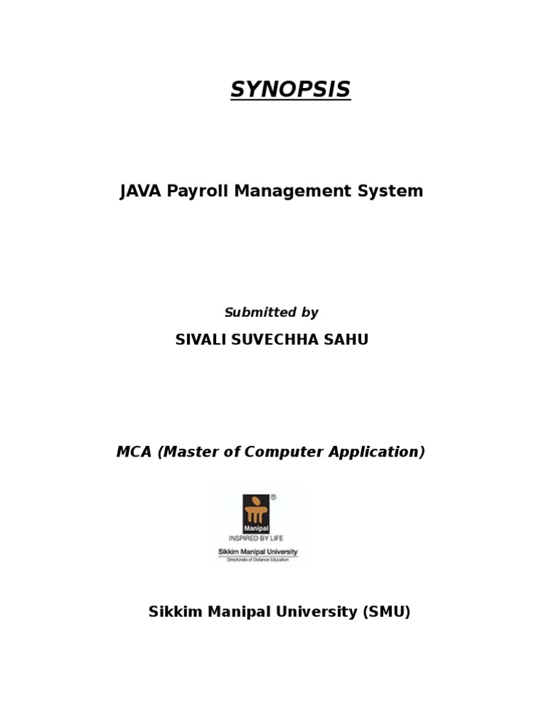 SYNOPSIS Payroll System | PDF | Payroll | Java (Programming Language)