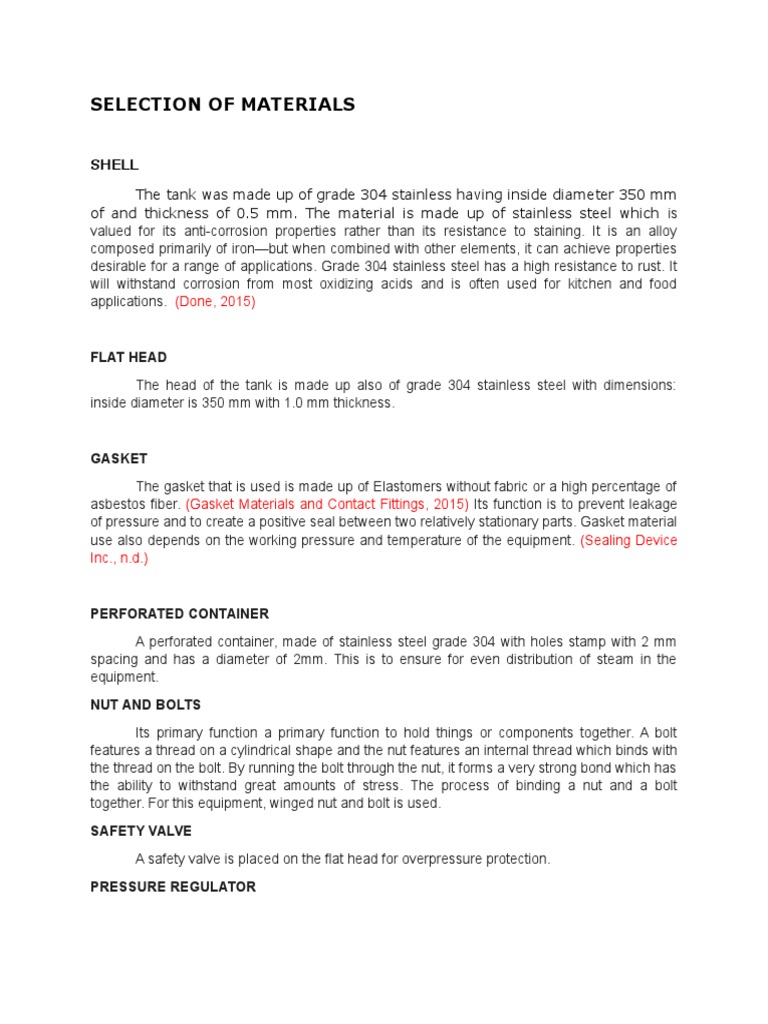 Selection of Materials: Shell | PDF | Stainless Steel | Screw