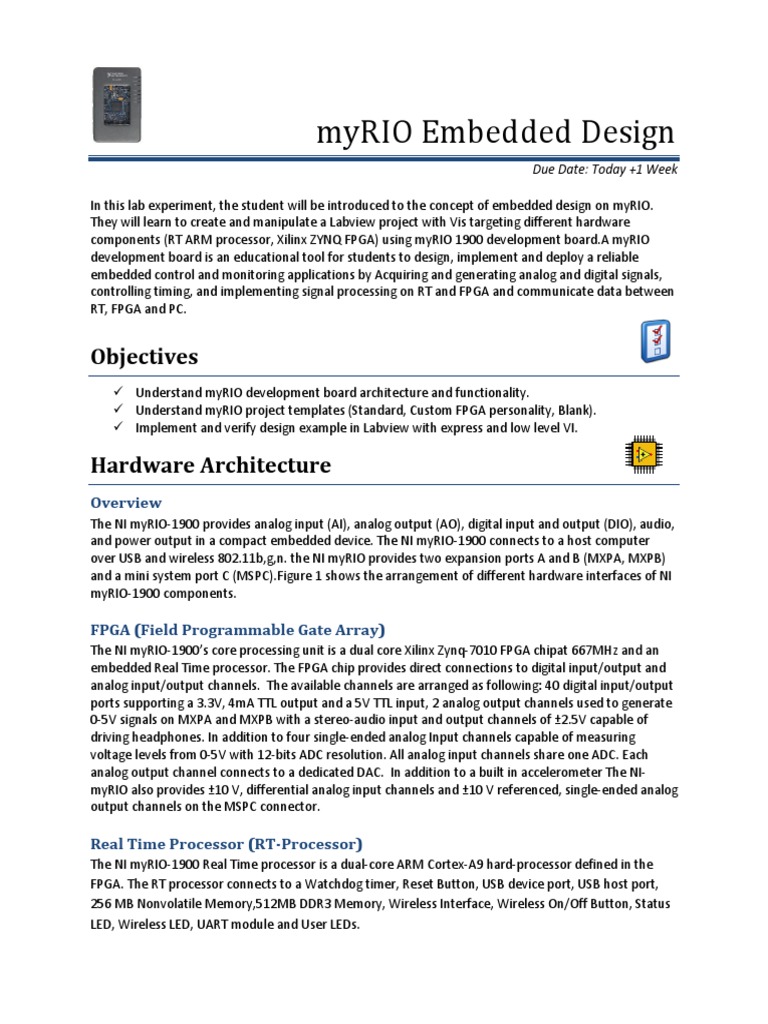 Lab 1 - MyRIO Embedded Design | PDF | Field Programmable Gate Array ...