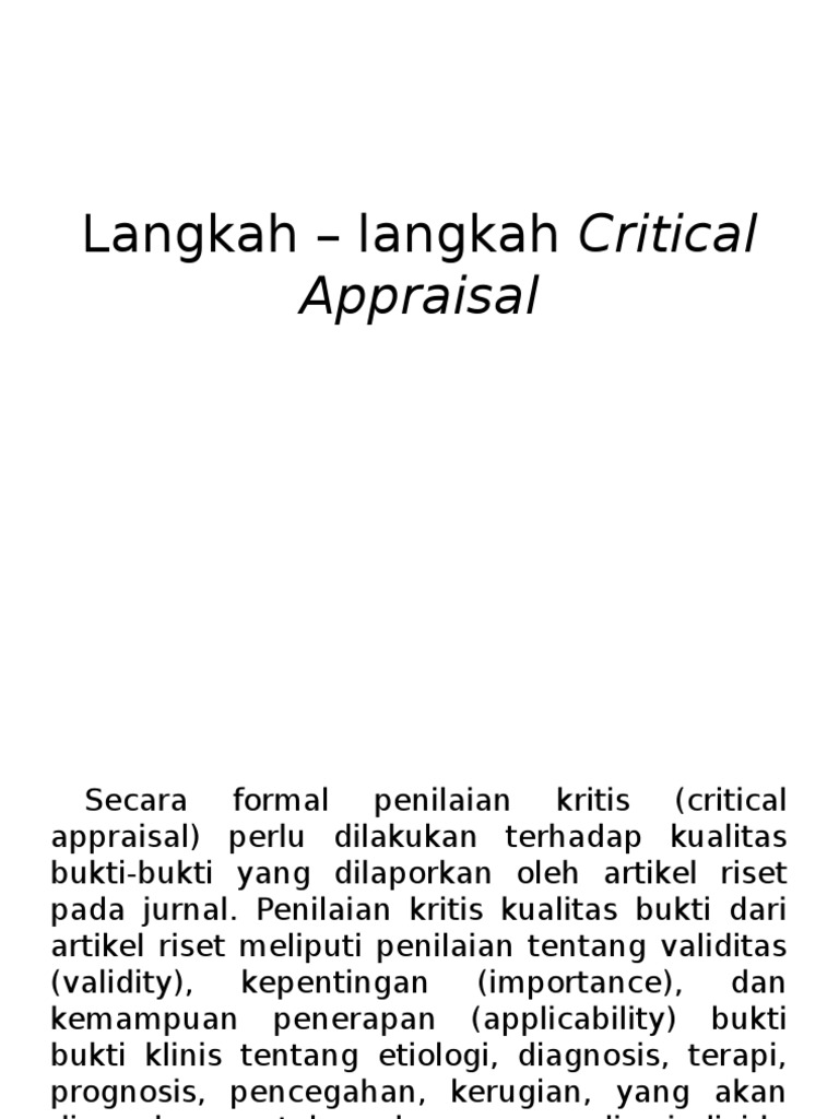 Langkah Critical Appraisal | PDF