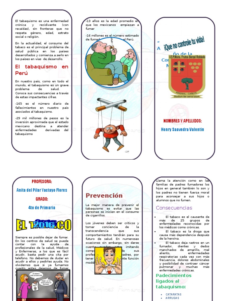 Triptico-tabaquismo | Fumar tabaco | Tabaco