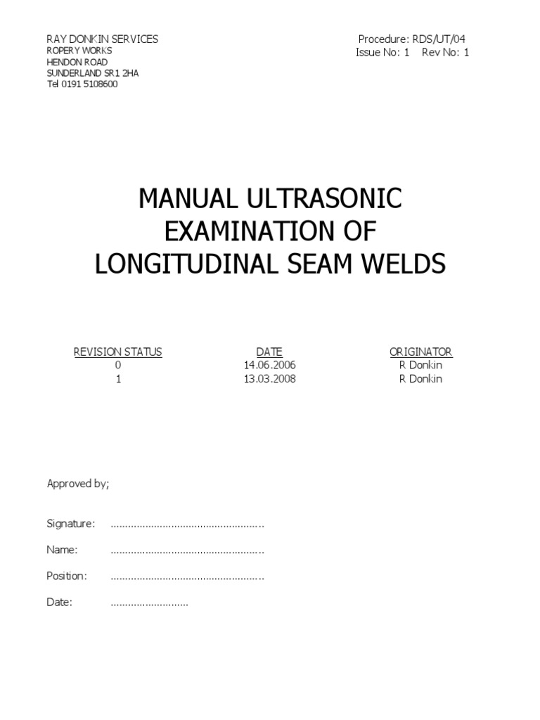 UT Procedure For Longitudinal Seam Welds | PDF | Medical Ultrasound ...