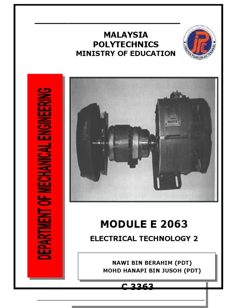 Module E 2063: Malaysia Polytechnics | PDF | Electric Motor | Electric Generator