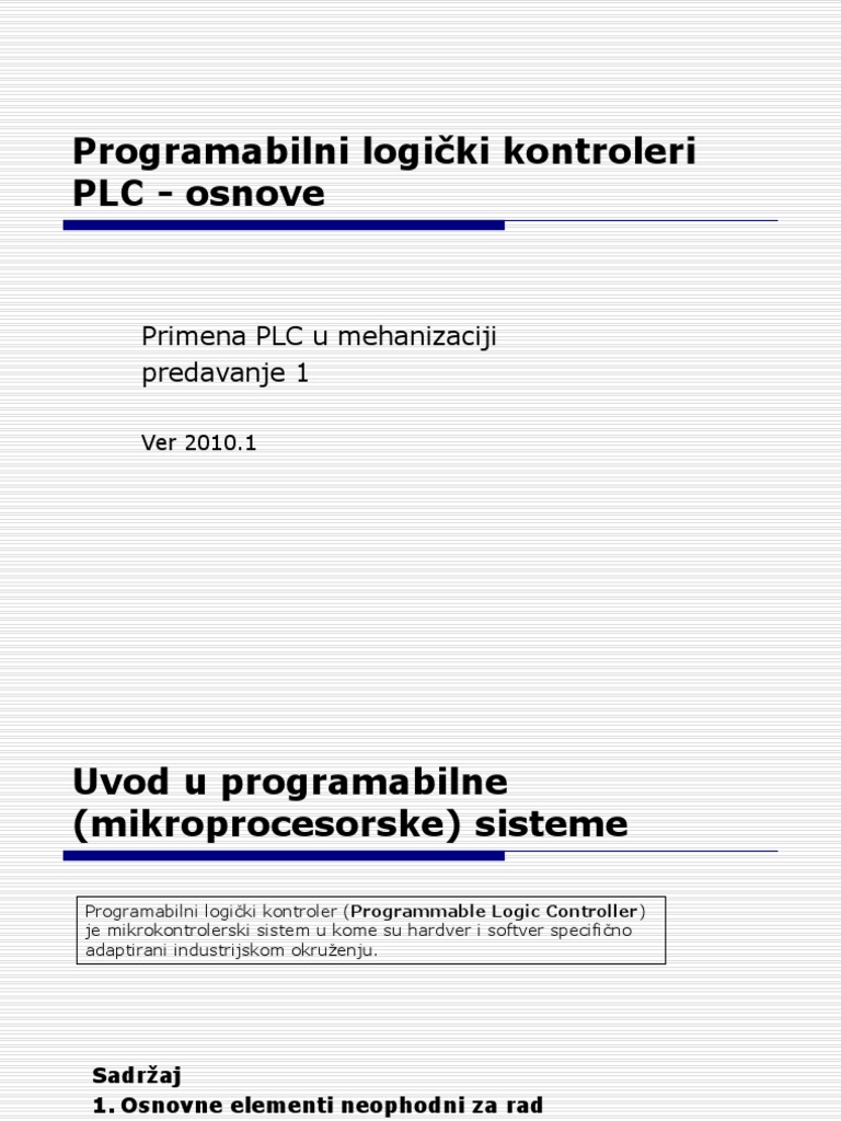 PPuM Predavanja 2 PLC 1 Osnove | PDF