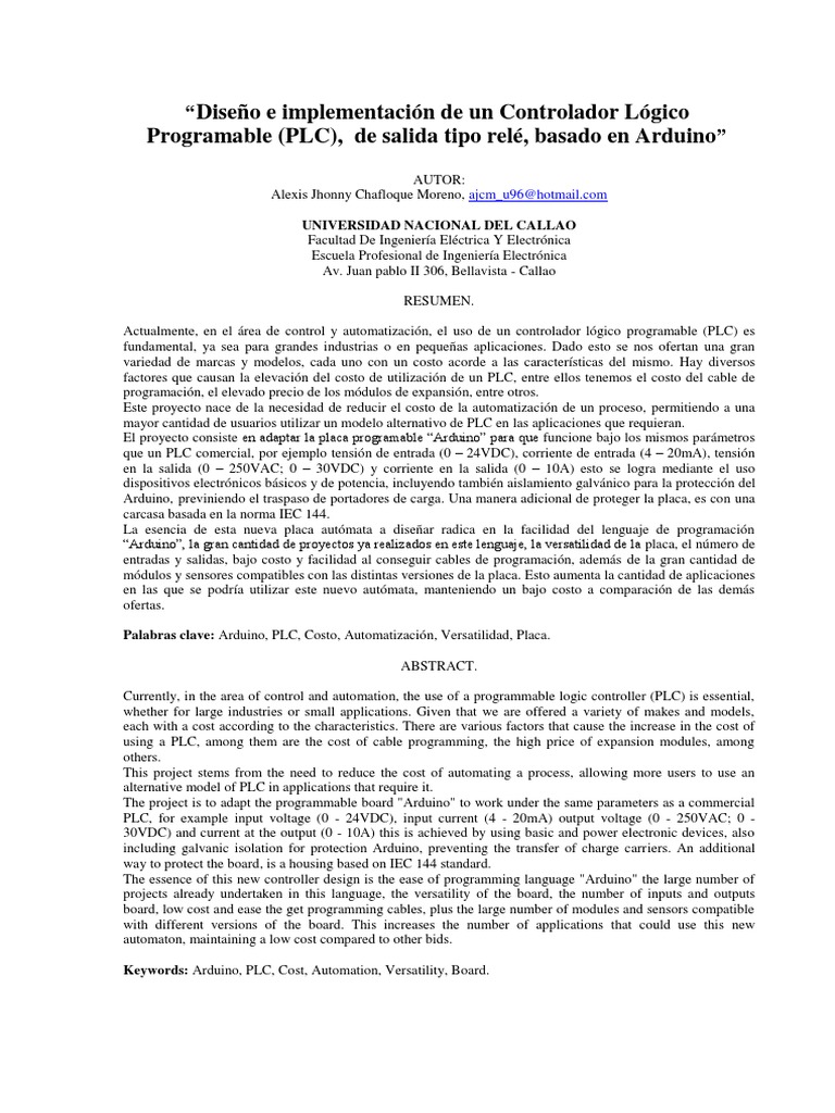 PLC ARduino | PDF | Controlador lógico programable | Electrónica