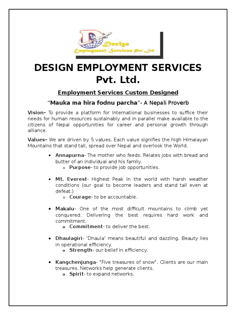Design Employment Vision Statement | PDF