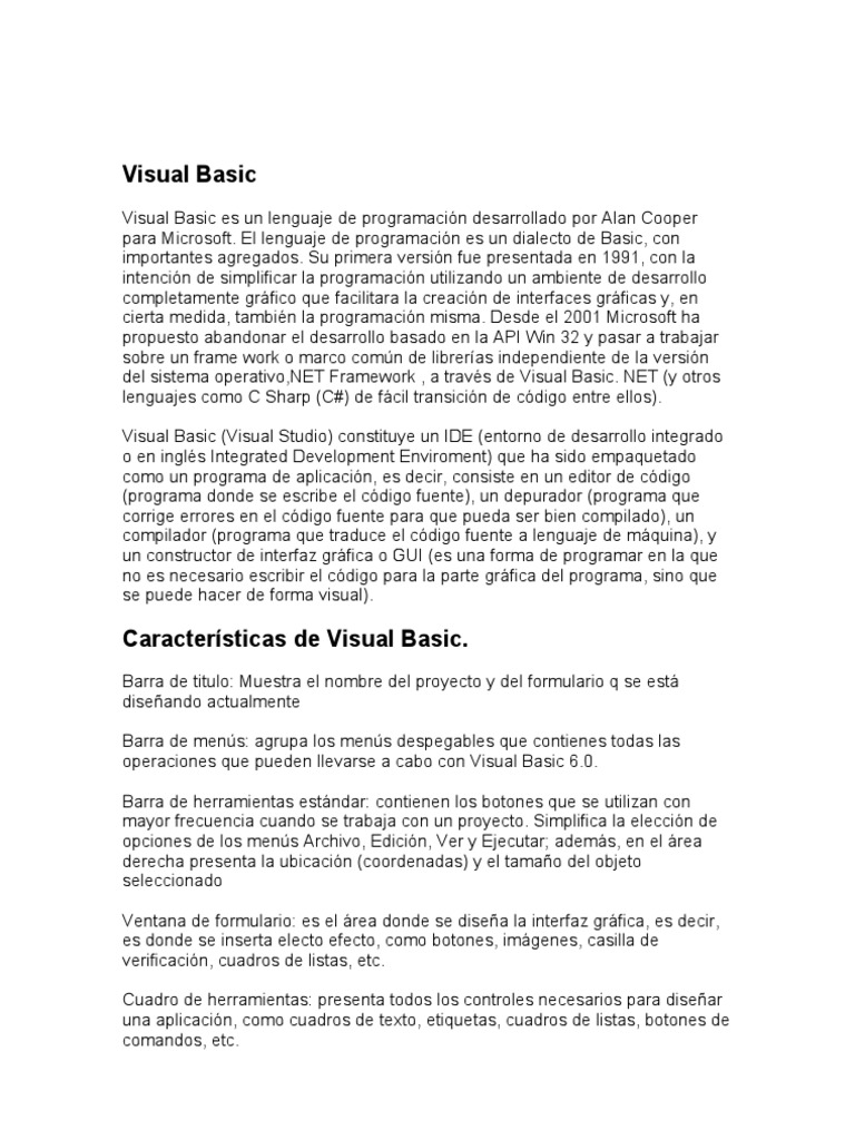 Teoria Visual Basic | PDF | Básico | Ventana (informática)