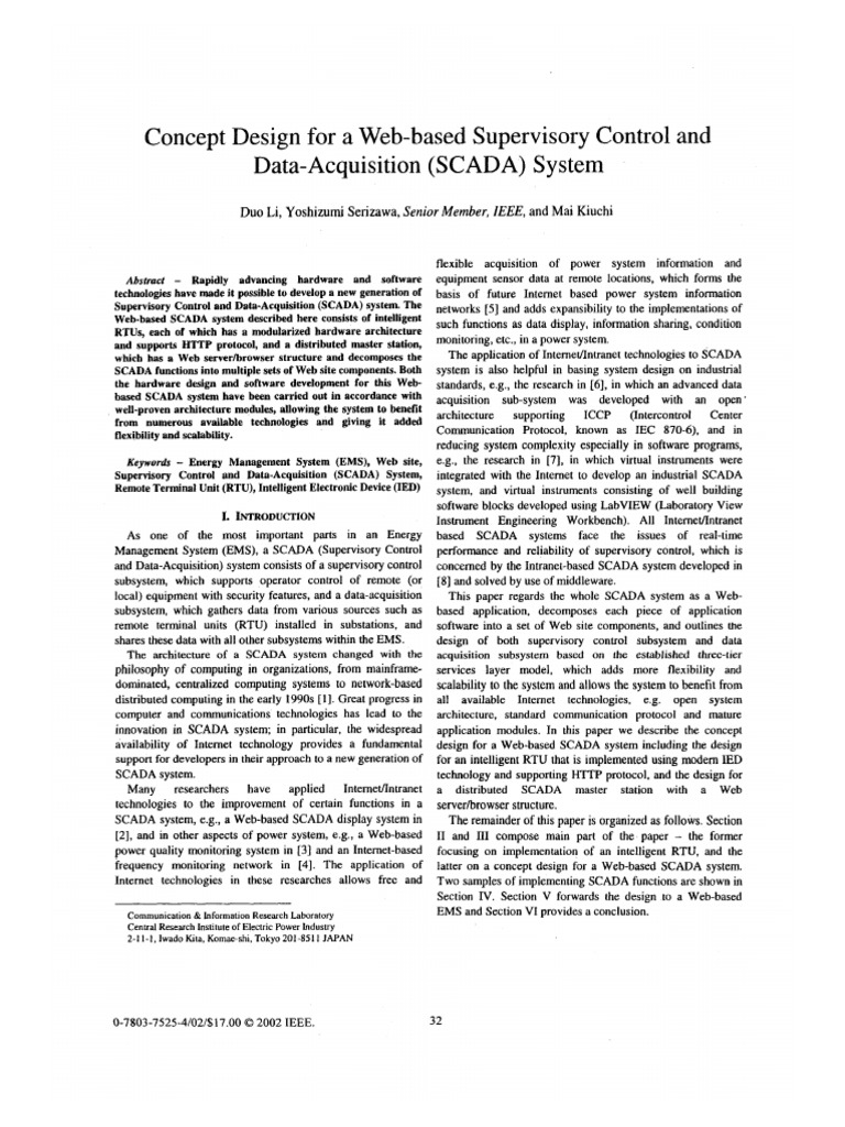 IEEE - Concept Design For A Web-Based SCADA System | PDF