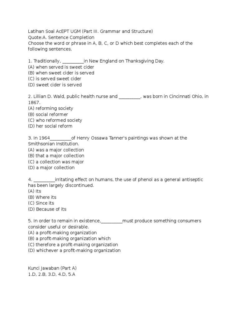 Latihan Soal AcEPT UGM 2 | PDF