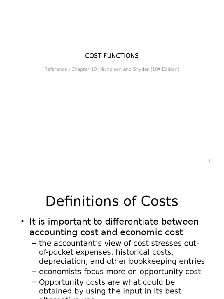 Nicholson Chapter 10 - Cost Functions | PDF | Long Run And Short Run ...