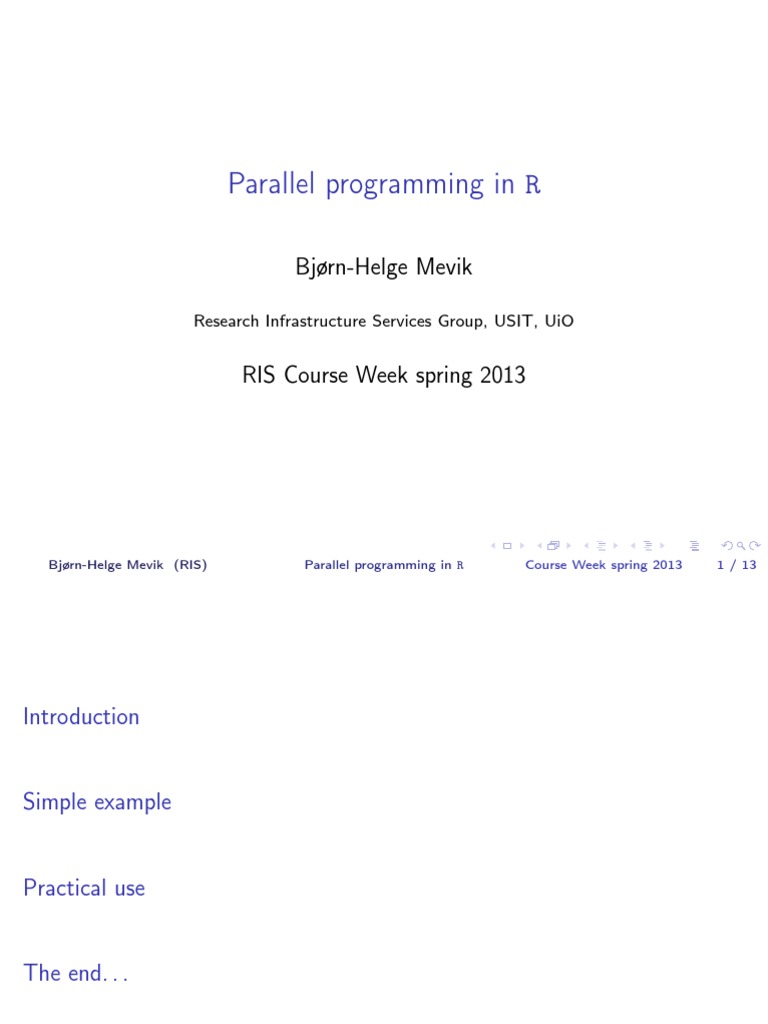 Parallel Programming And R Pdf Parallel Computing Message Passing Interface
