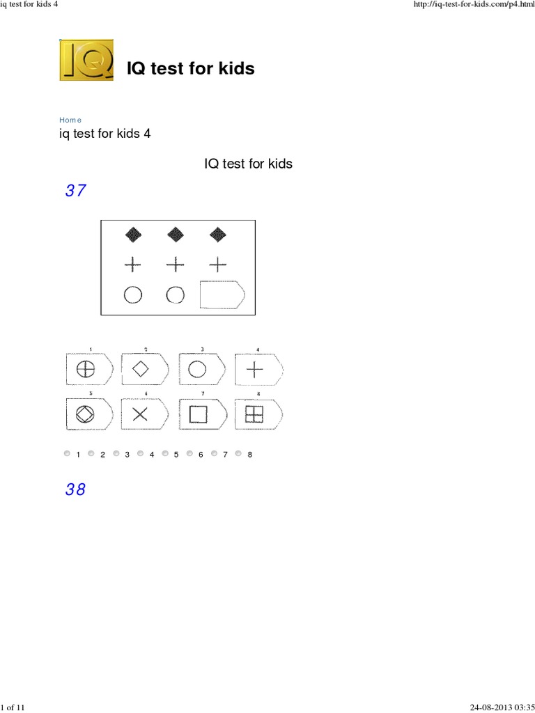 Iq Test For Kids 4 | PDF