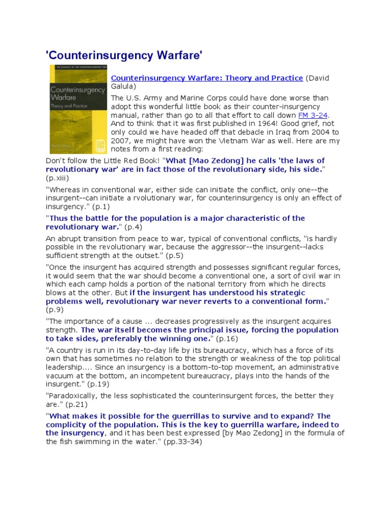 Galula's Counterinsurgency Warfare Insights | PDF | Counter Insurgency ...