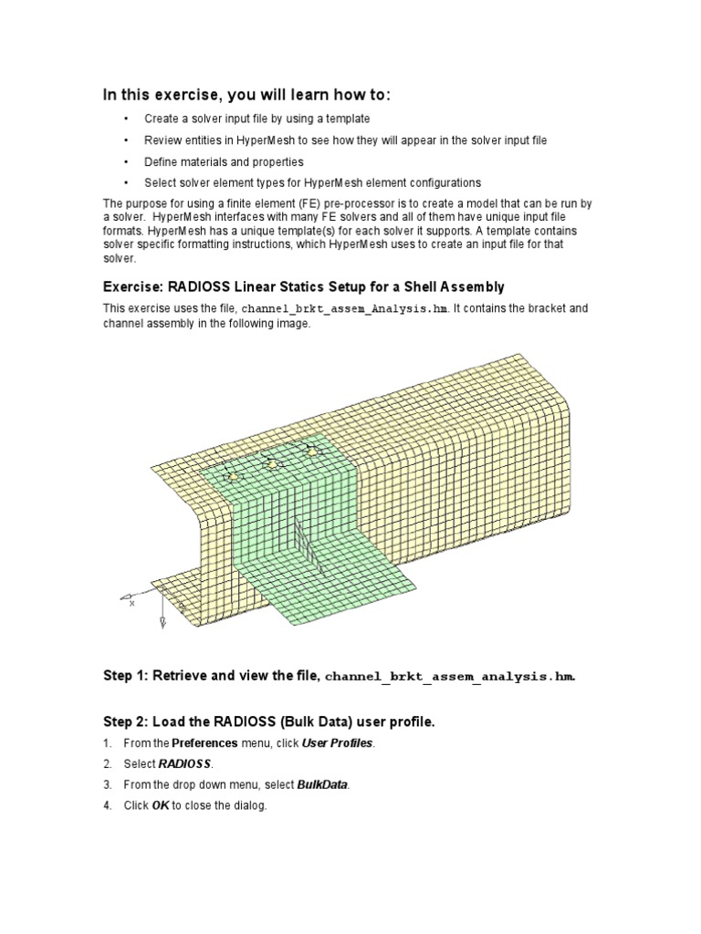 In This Exercise, You Will Learn How To:: Exercise: RADIOSS Linear ...