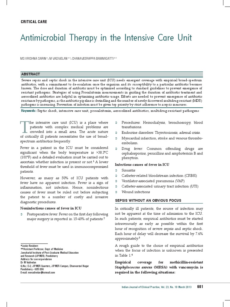 ICU Antibiotic Coverage Guidelines | PDF | Antibiotics | Antimicrobial ...