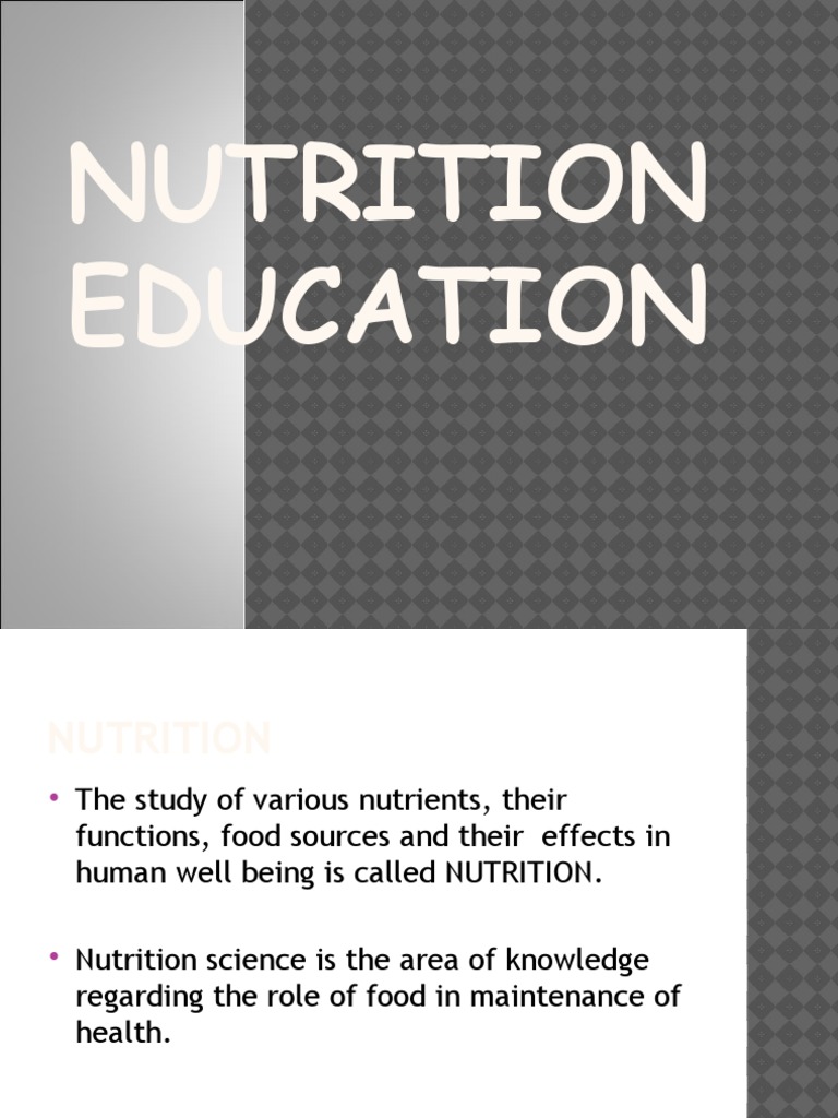 Nutrition Education: Principles and Methods | PDF | Nutrition | Diet ...