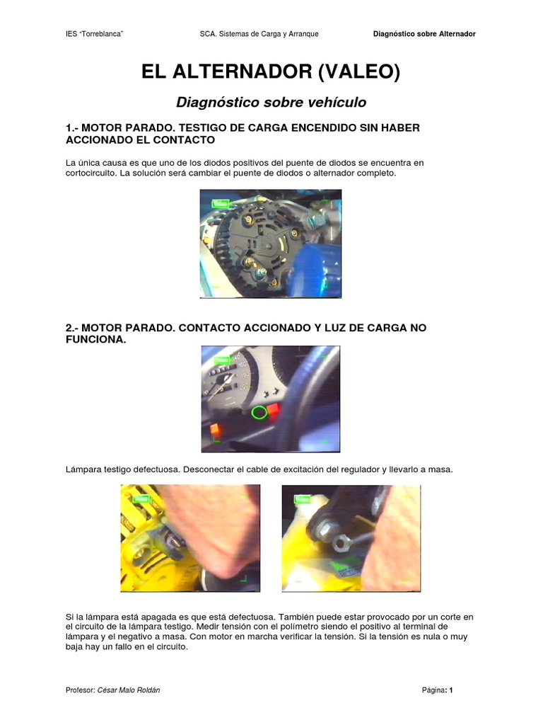 Diagnostico Sobre El Alternador | PDF | Batería (electricidad) | Bienes ...