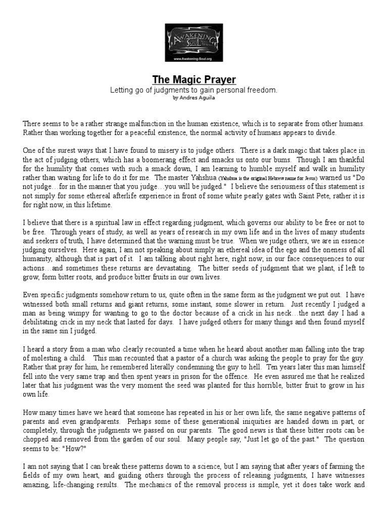 The Magic Prayer: by Andres Aguila | Download Free PDF | Forgiveness ...
