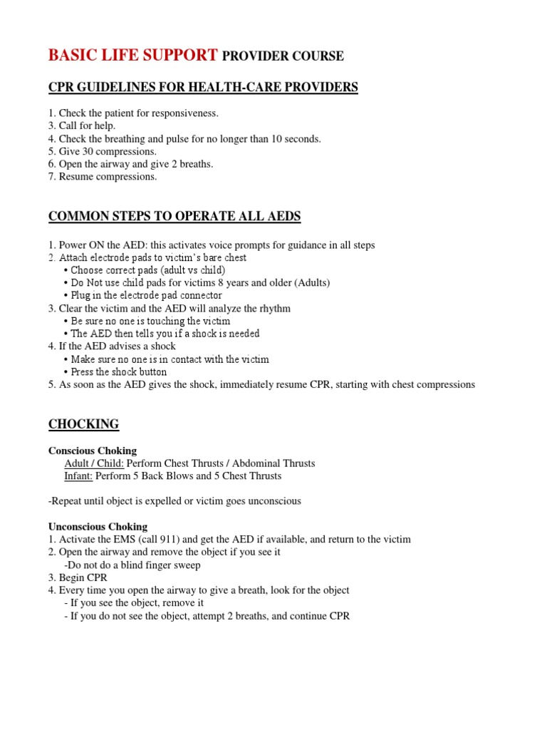 BLS Summary | Cardiopulmonary Resuscitation | Survival Skills