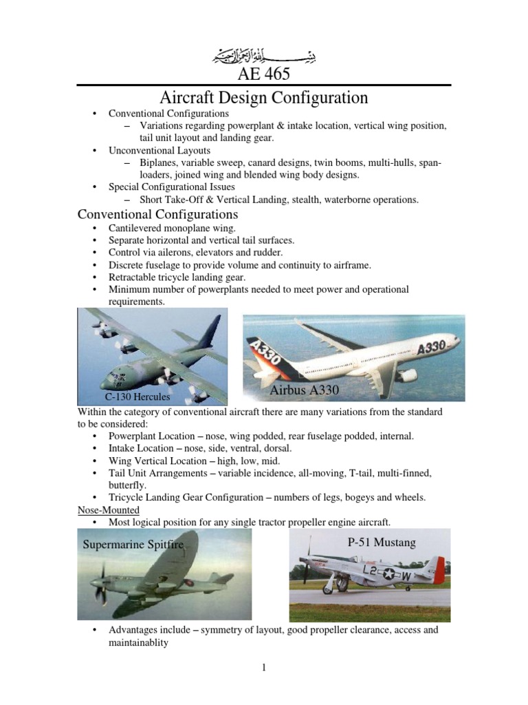 Aircraft Design Configuration | PDF | Landing Gear | Aircraft