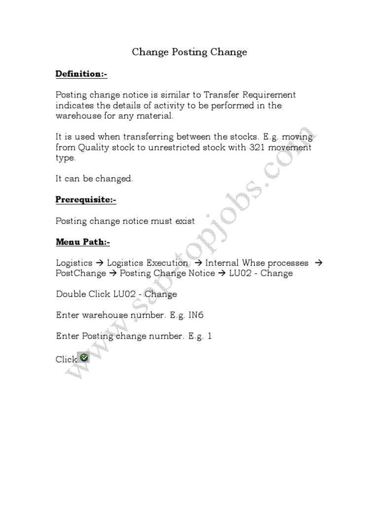 Posting Change Notice Guide | PDF | Finance & Money Management | Computers