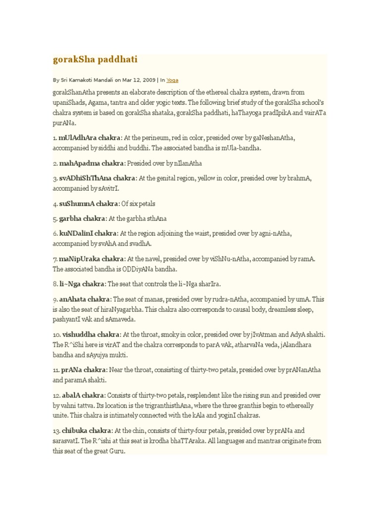 Goraksha Paddhati | Download Free PDF | Indian Philosophy | Hindu ...