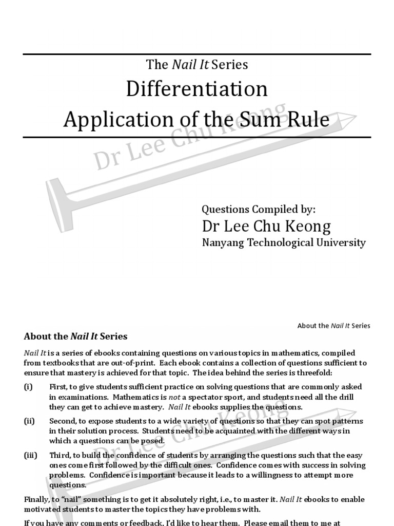 Differentiation Sum Rule Practice | PDF | Motivation | Motivational