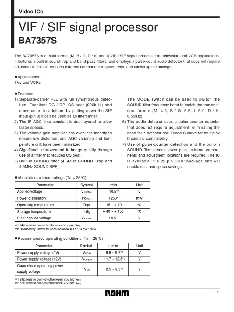 Multi-Format VIF/SIF Signal Processor IC | PDF | Detector (Radio ...