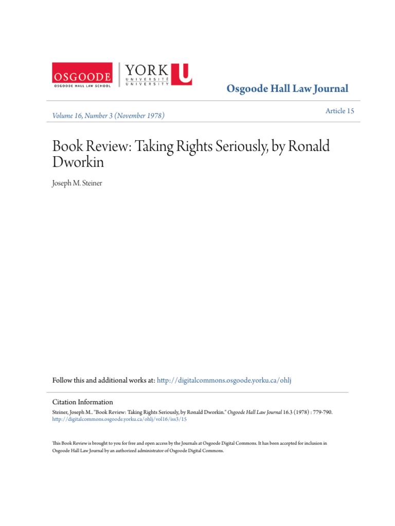Book Review - Taking Rights Seriously by Ronald Dworkin | PDF ...