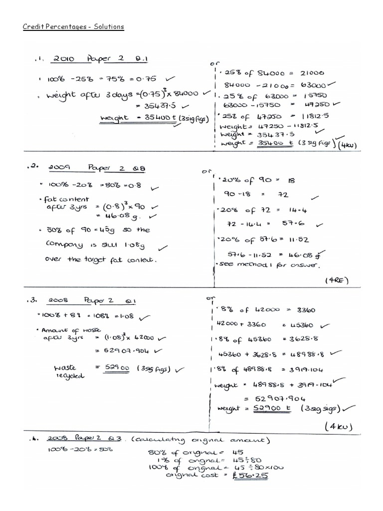 n5 Percentages Ppqs Solutions | PDF