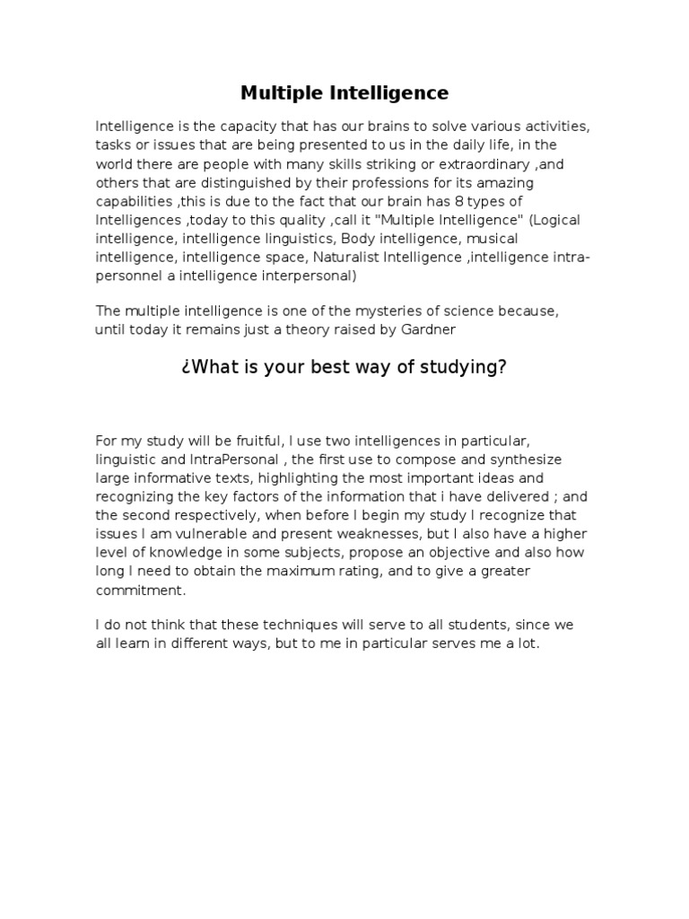 Understanding Multiple Intelligences | PDF